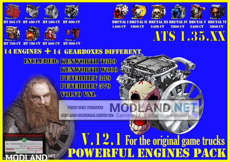 Pack Powerful engines + gearboxes V.12.1 for ATS 1.35.XX - ATS