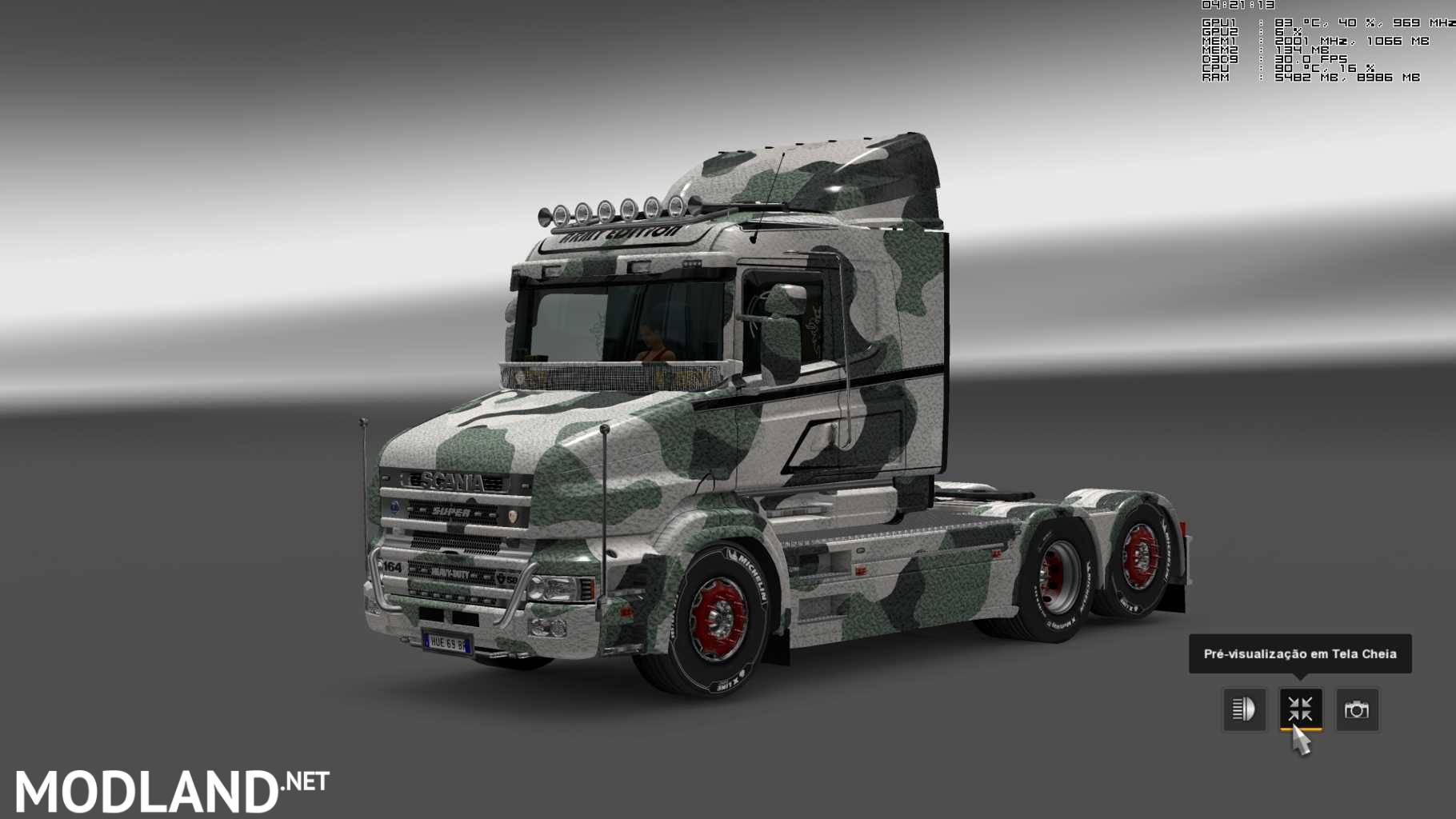 Military Camo Paint Job for RJL Scanias T/T4/R/R4 - ETS 2