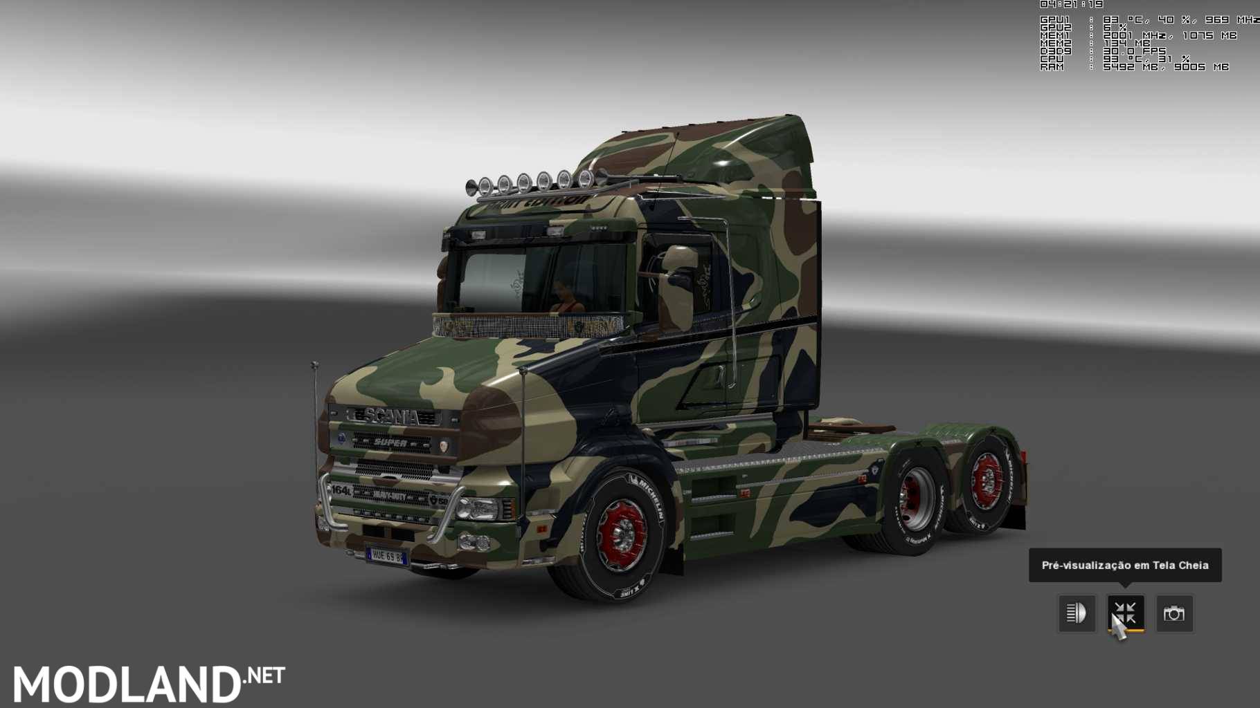 Military Camo Paint Job for RJL Scanias T/T4/R/R4 - ETS 2