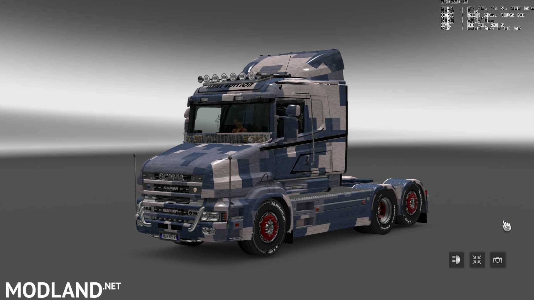 Military Camo Paint Job for RJL Scanias T/T4/R/R4 - ETS 2