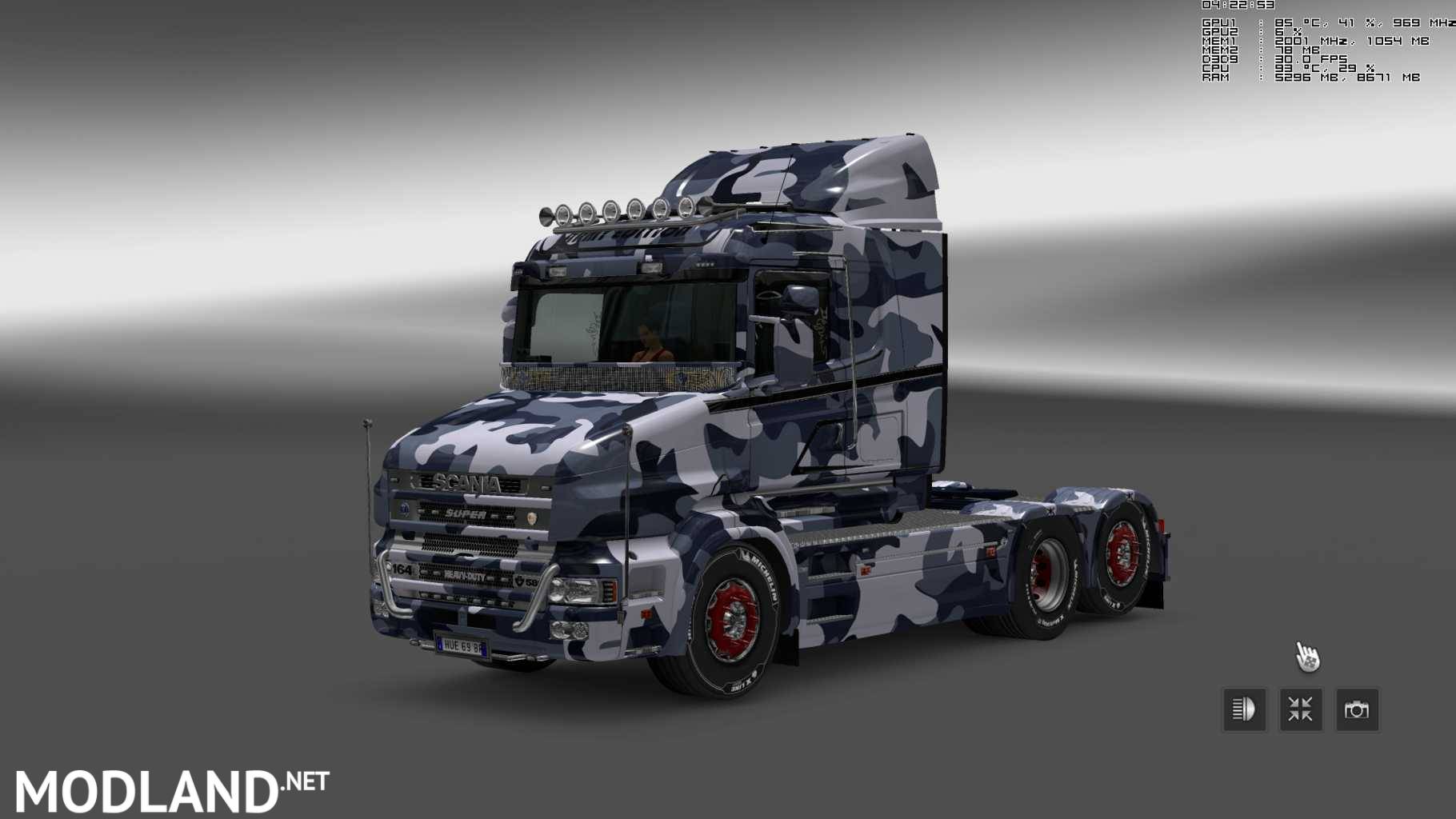 Military Camo Paint Job for RJL Scanias T/T4/R/R4 - ETS 2