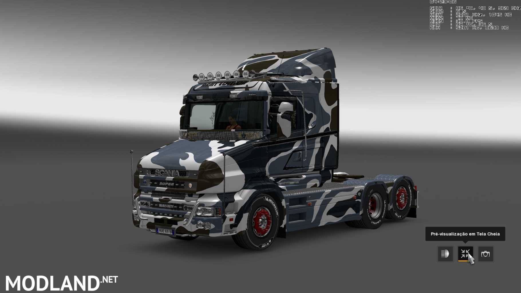 Military Camo Paint Job for RJL Scanias T/T4/R/R4 - ETS 2