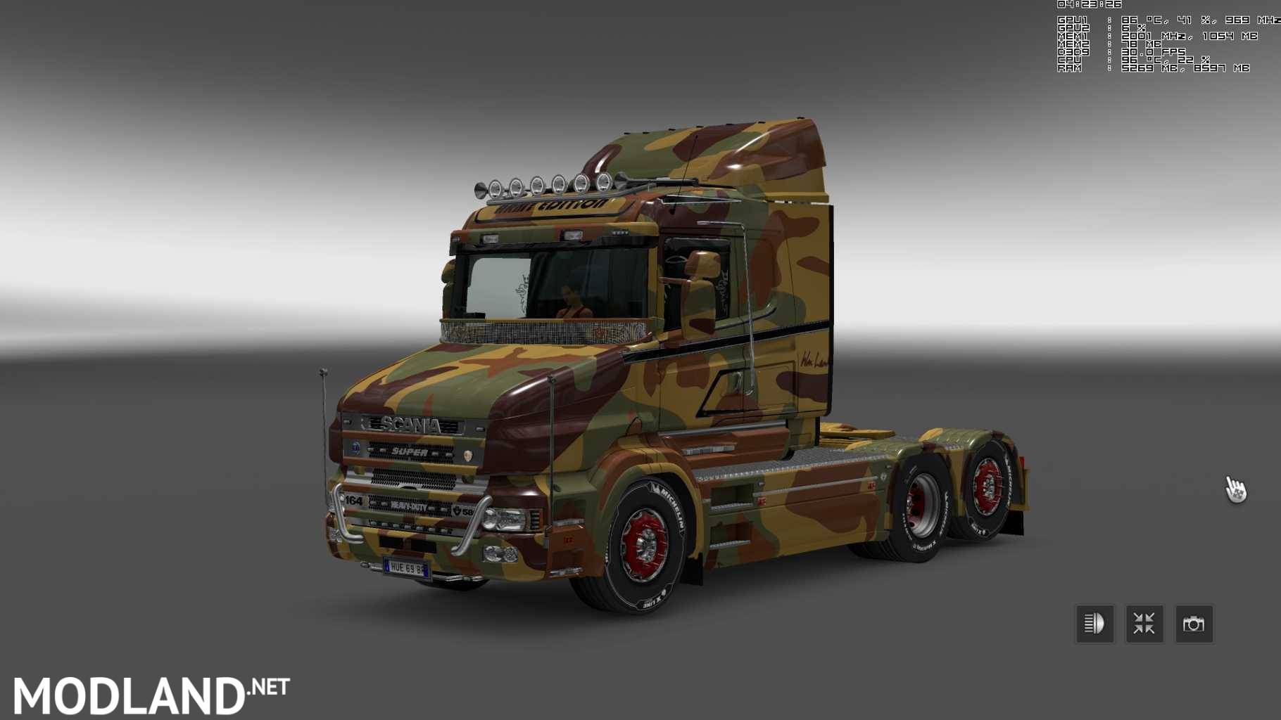Military Camo Paint Job for RJL Scanias T/T4/R/R4 - ETS 2